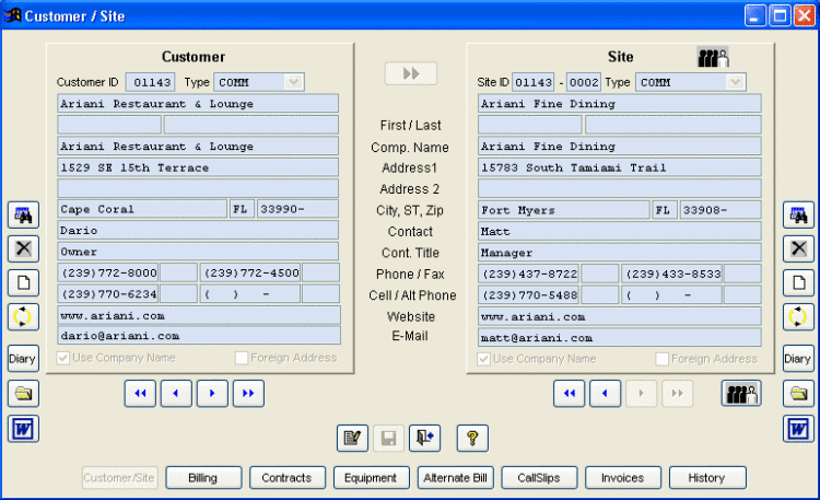 Customer/Site Information - Acowin